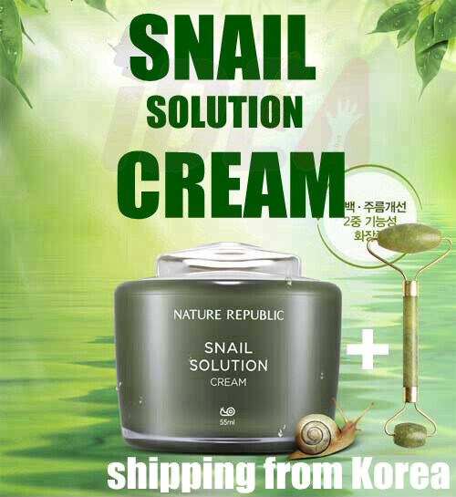 SNAIL SOLUTION CREAM 55ml NATURE REPUBLIC (jade roller+free shippiing ...