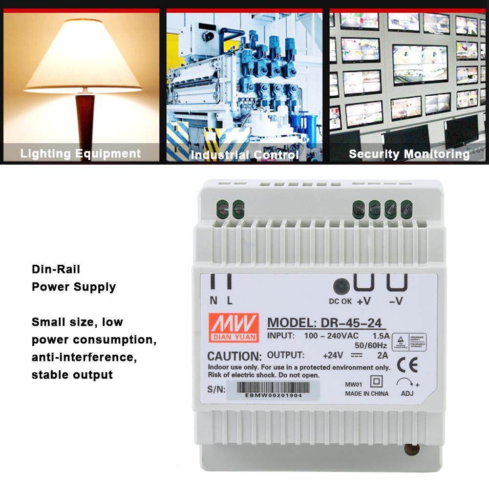 DR-45-24 45W เอาต์พุตเดี่ยว 24V DIN-Rail Power Supply AC/DC Switching Power Supply - Lfinger ...