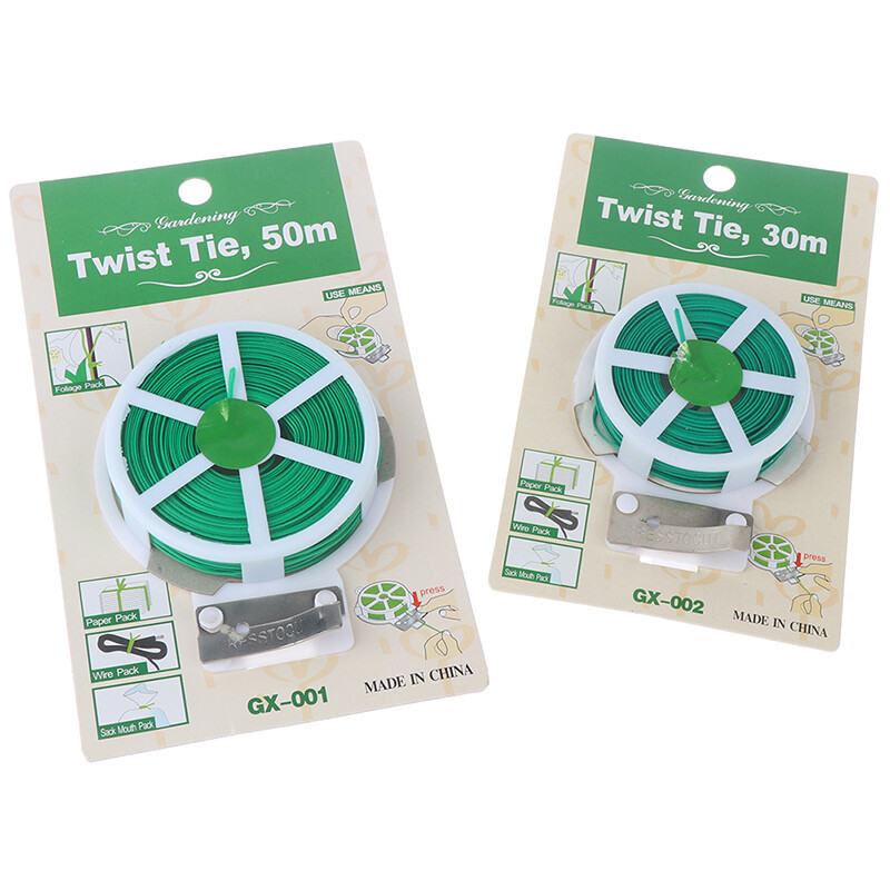 30M/50M Plant Twist Tie with Cutter Sturdy Green Coated Wire for ...