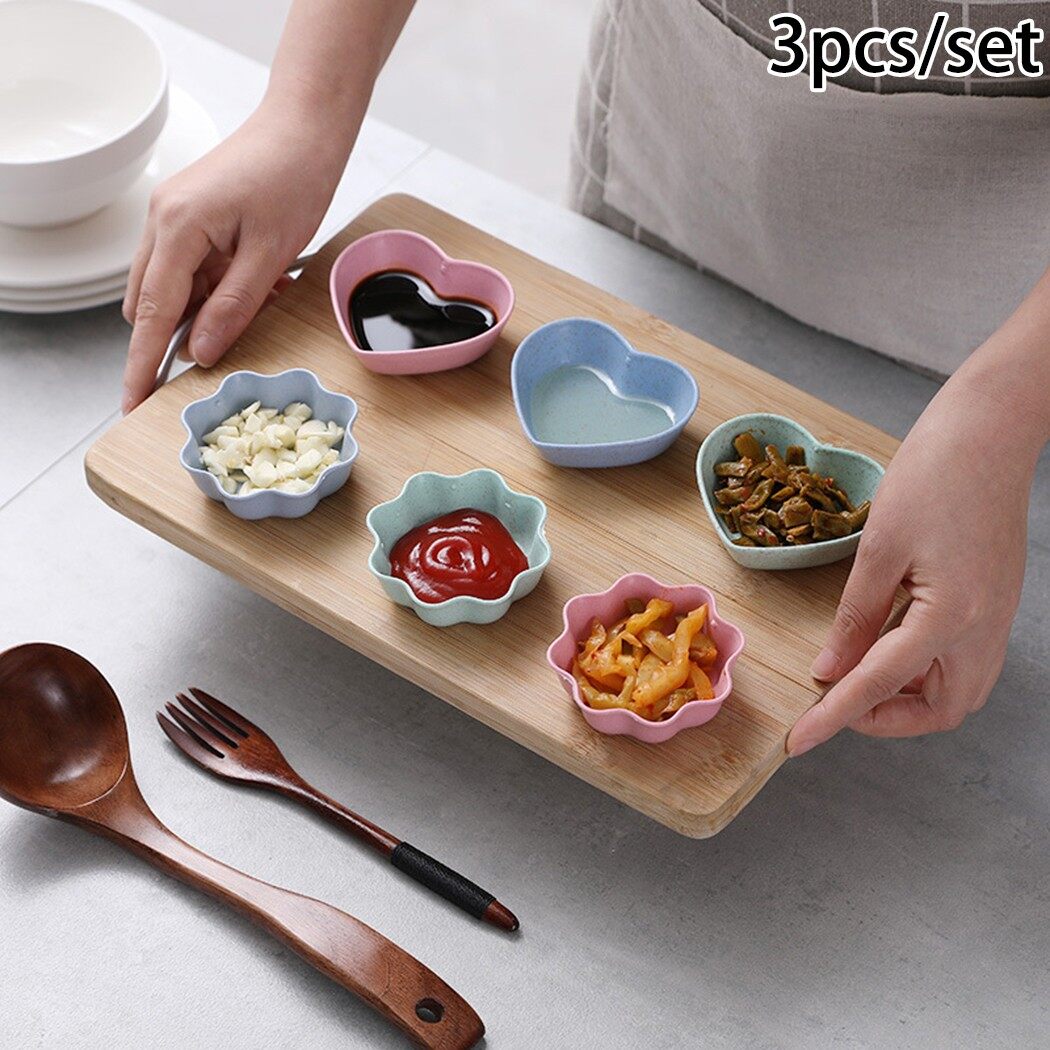 3pcs/Set Kitchen Fiber Sauce Dishes Food Bowls Seasoning Dish Saucer ...