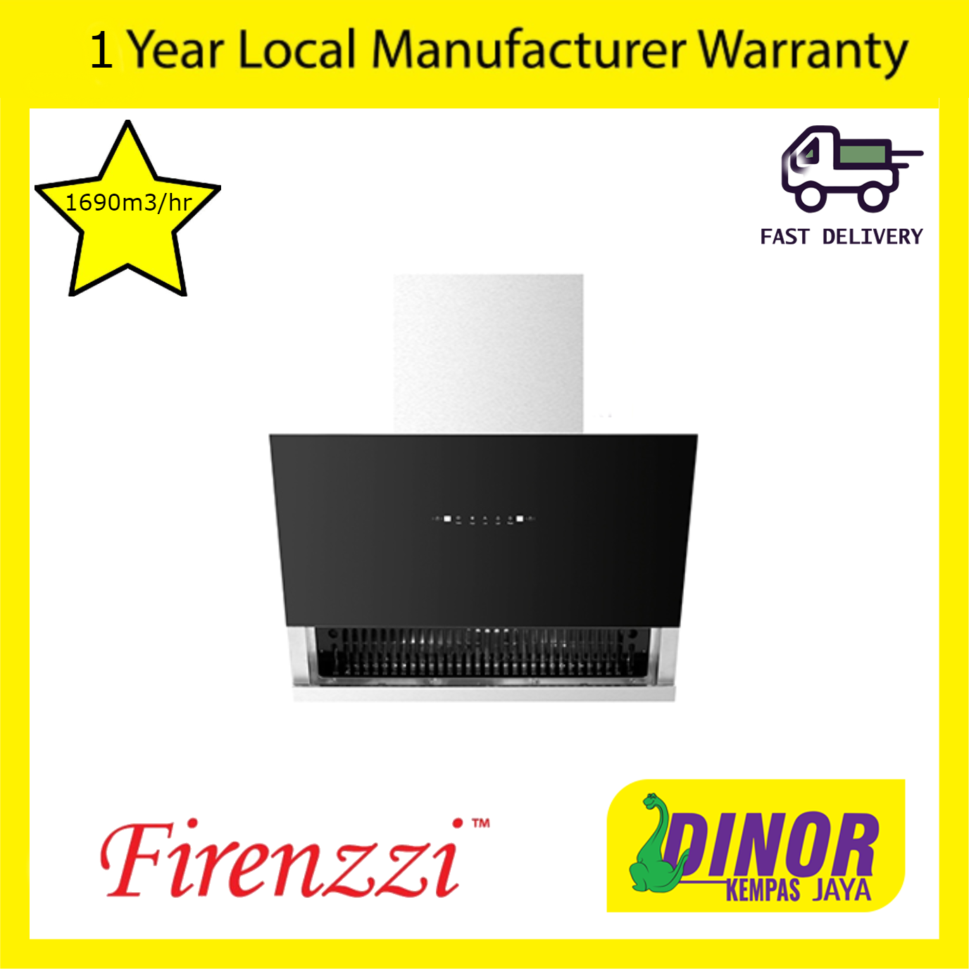 Firenzzi Intelligent Series Cooker Hood With 1690m3/hr Suction Power ...