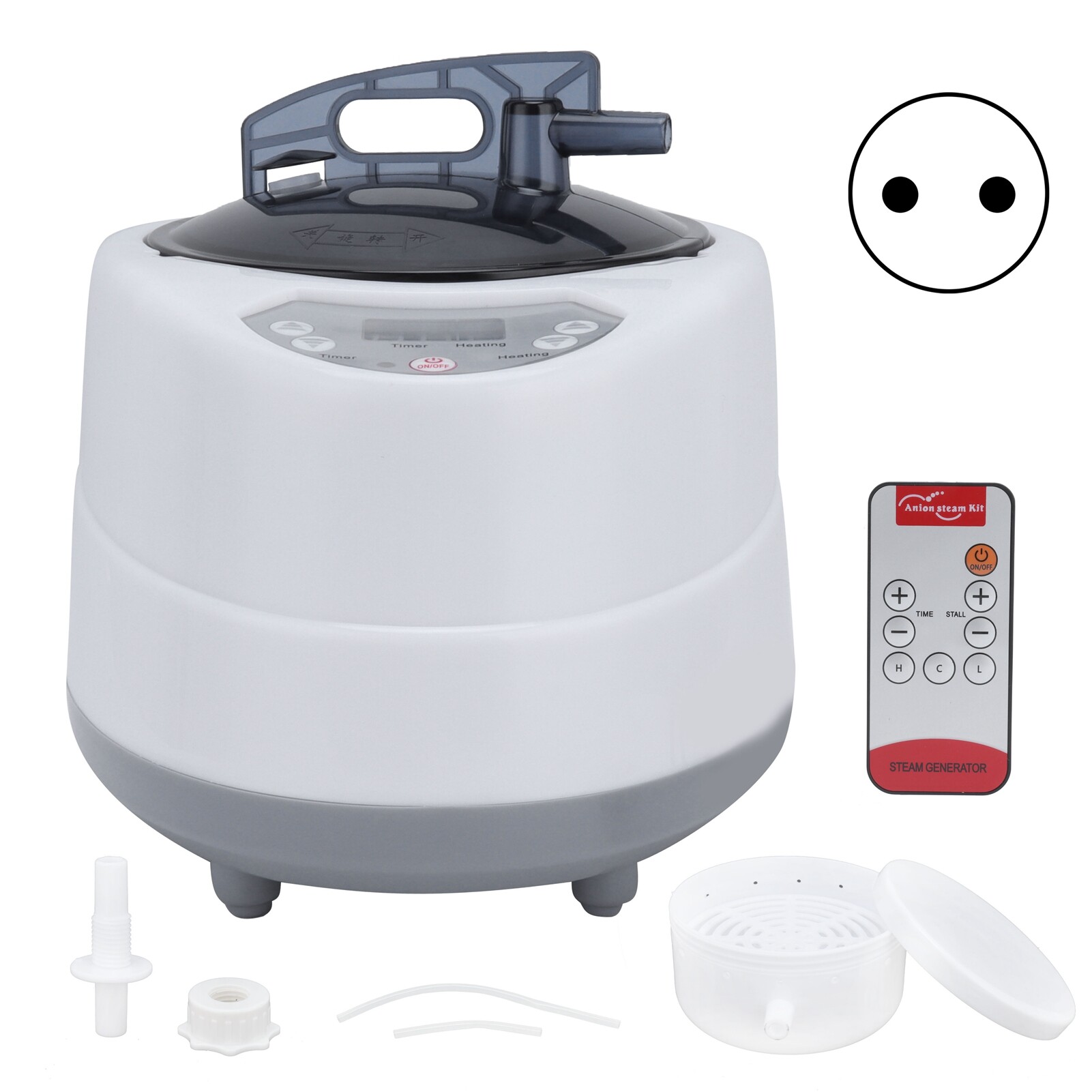1000W Household Sauna Steamer Pot 2.0L Portable Sweat Spa Steam Pot for ...