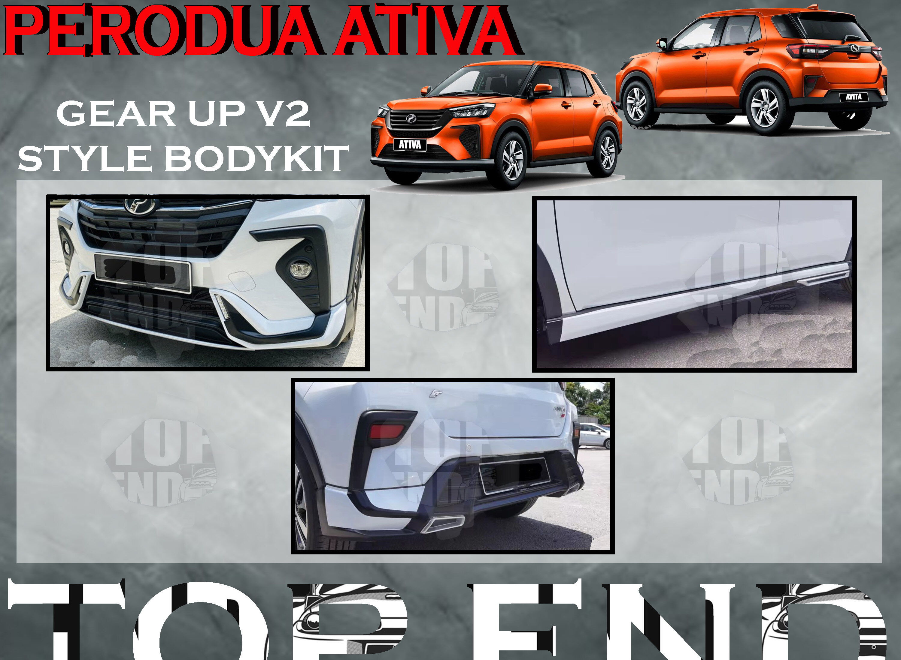 PERODUA ATIVA GEAR UP V2 STYLE FULLSET BODYKIT (GU V2) ATIVA OEM BODYKIT GEAR UP V2 FRONT SKIRT ...