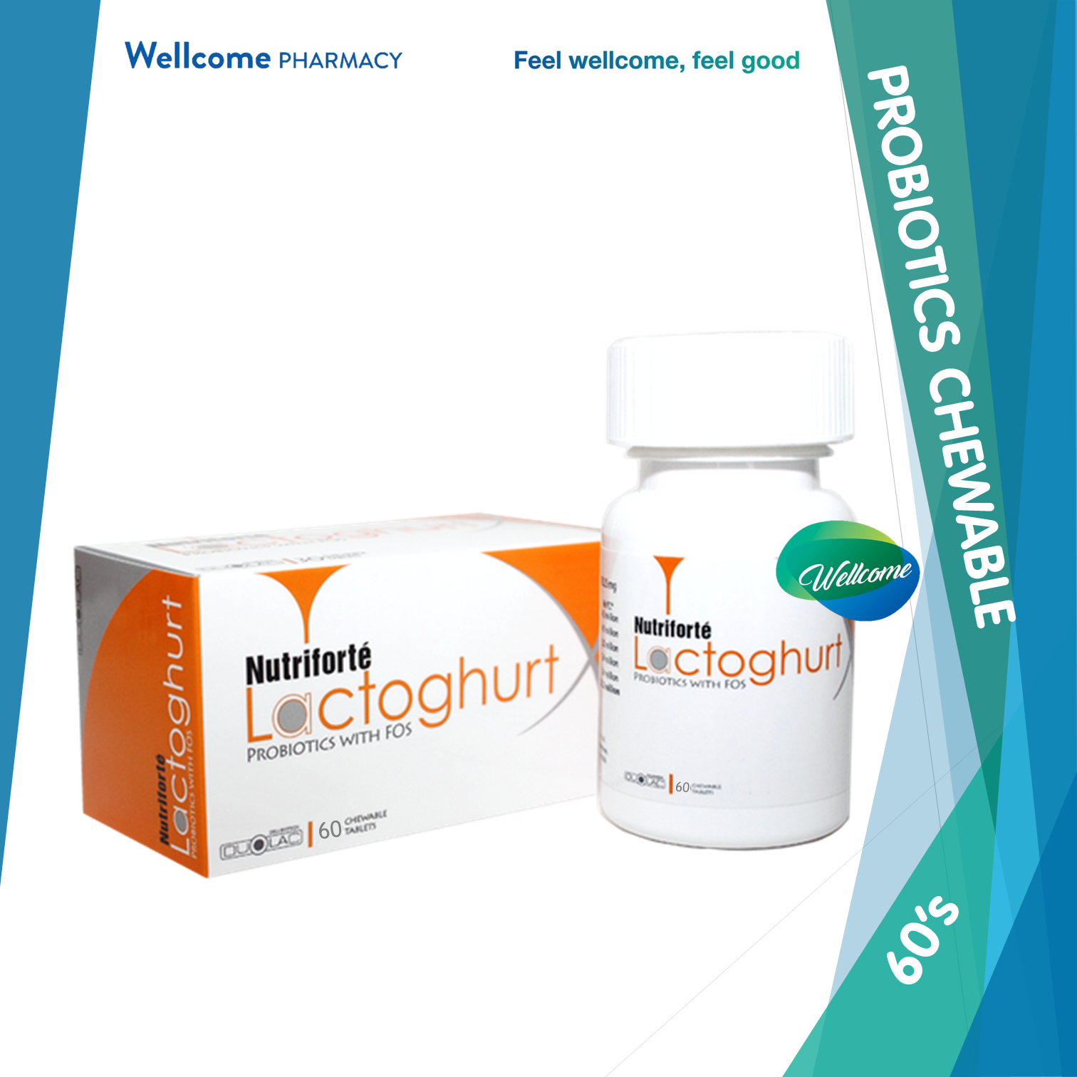 Nutriforte Lactoghurt Probiotics with FOS Chewable Tablets - 60's | Lazada