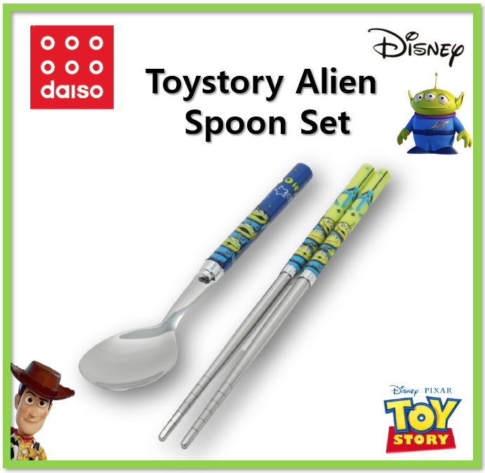 [DAISO KOREA] Toystory Stainless Alien Spoon + Chopsticks Set | Lazada