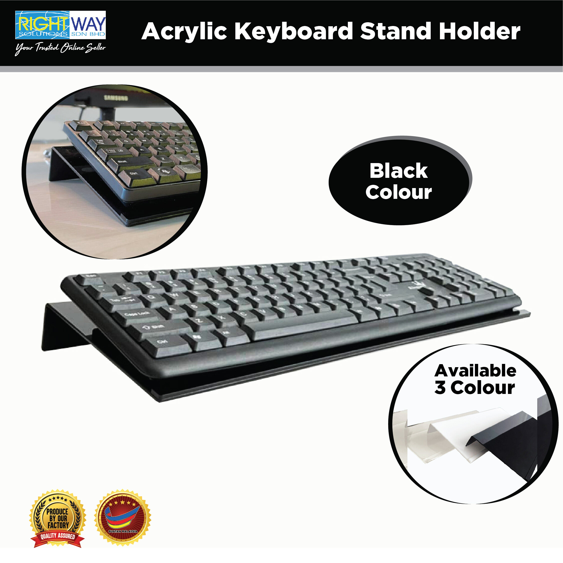 Black Acrylic Computer Keyboard Stand for Easy Ergominic Typing ...