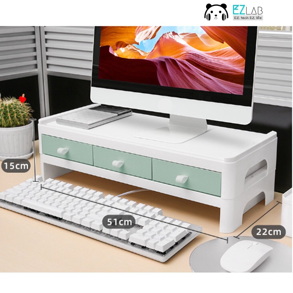 Desktop Monitor Stand Mount Riser With Drawer PC Rack Shelf Laptop ...