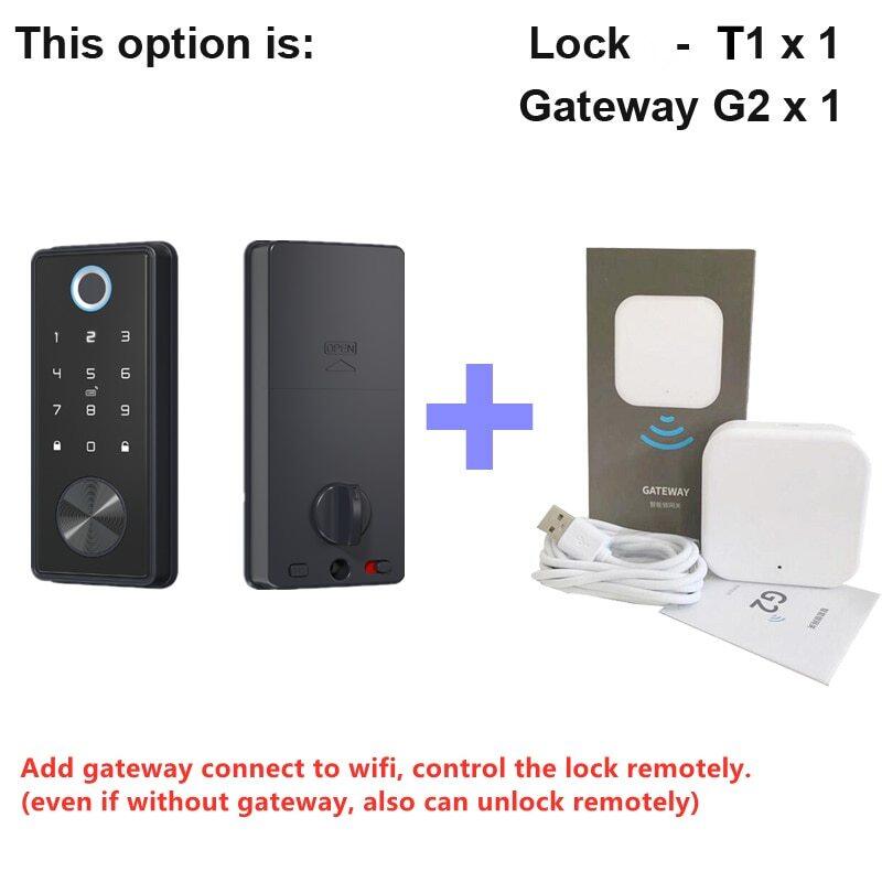 T1 Black Intelligent Door Lock TT Lock App Smart Home Safe Fingerprint ...