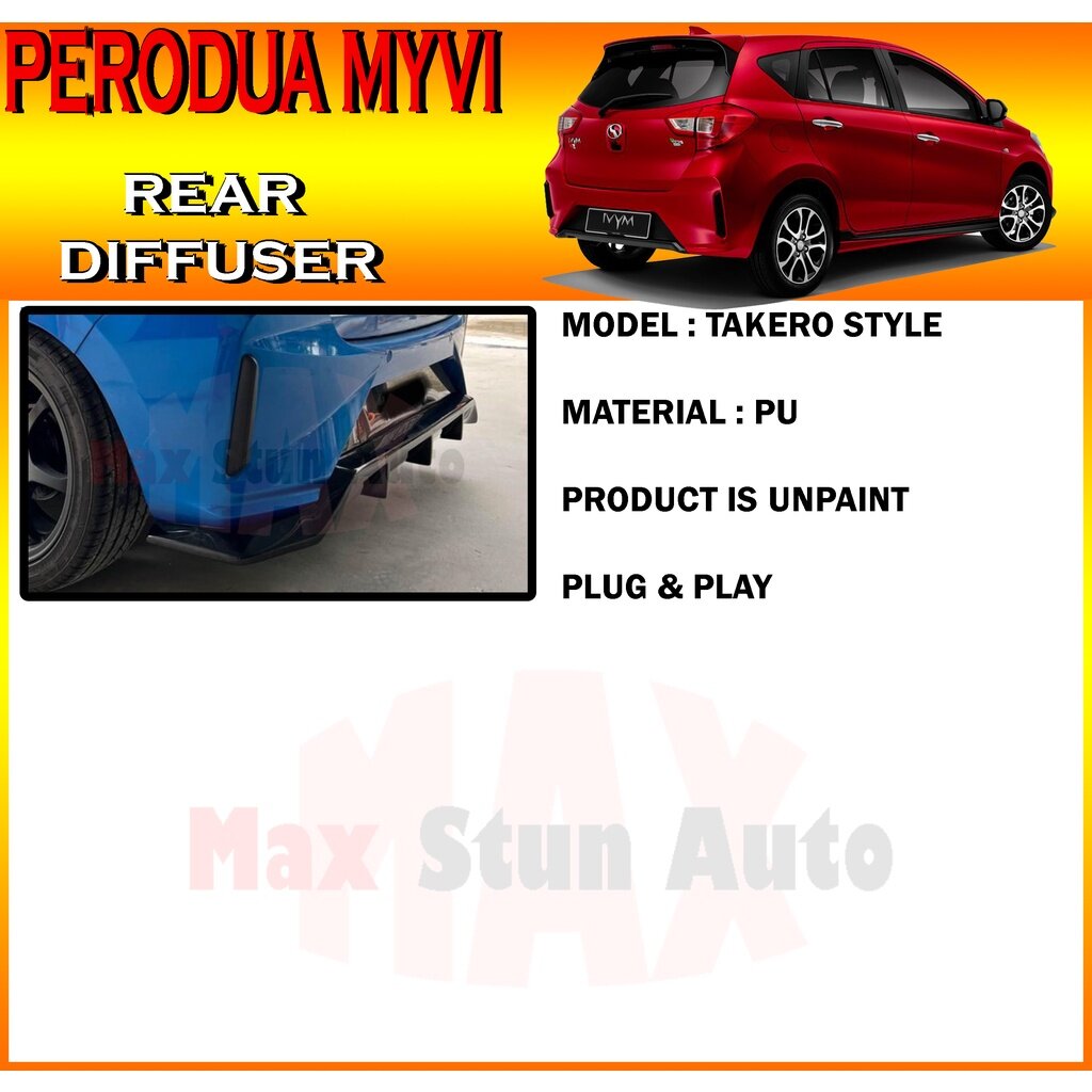 PERODUA MYVI FACELIFT 2021-2022 REAR DIFFUSER (TAKERO V1,V2,V3) REAR ...