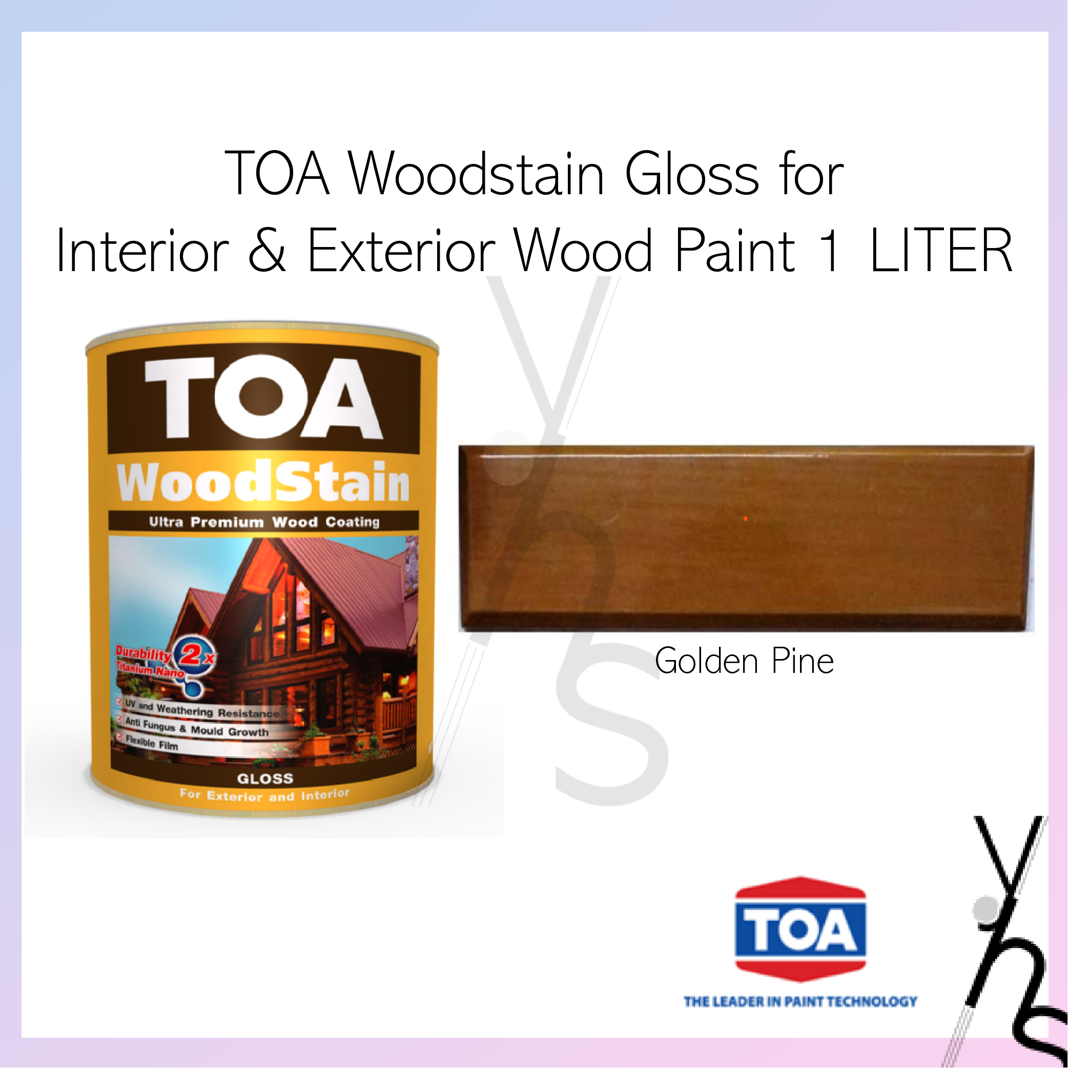 TOA Woodstain Gloss Paint 1 LITER for Interior and Exterior Wood Water ...