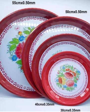 【GW】Corrosion resistance Round Metal Tray | Steel Plate | Talam Pisang ...