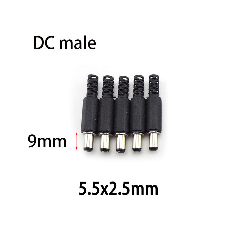 5PCS 5.5x2.5mm DC Female Male Jack Socket Power Supply Plug Connectors ...