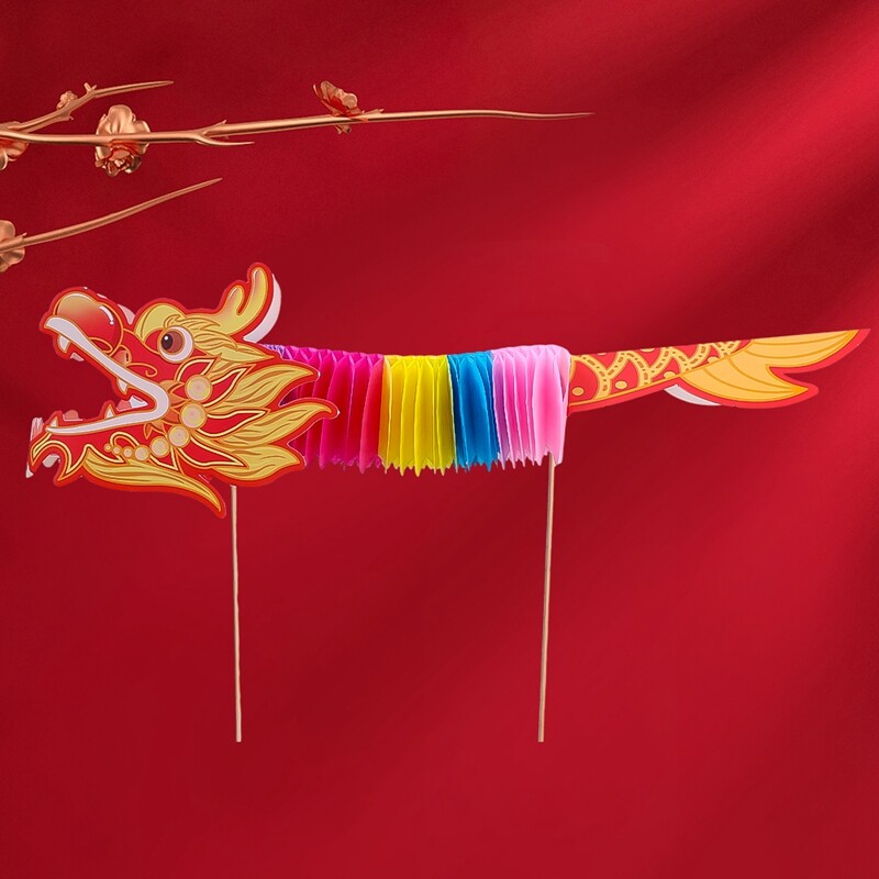 3d Chinese Pull Dragon Dance Toy Birthday Cny Cake Topper Decoration Realistic Extensible Paper