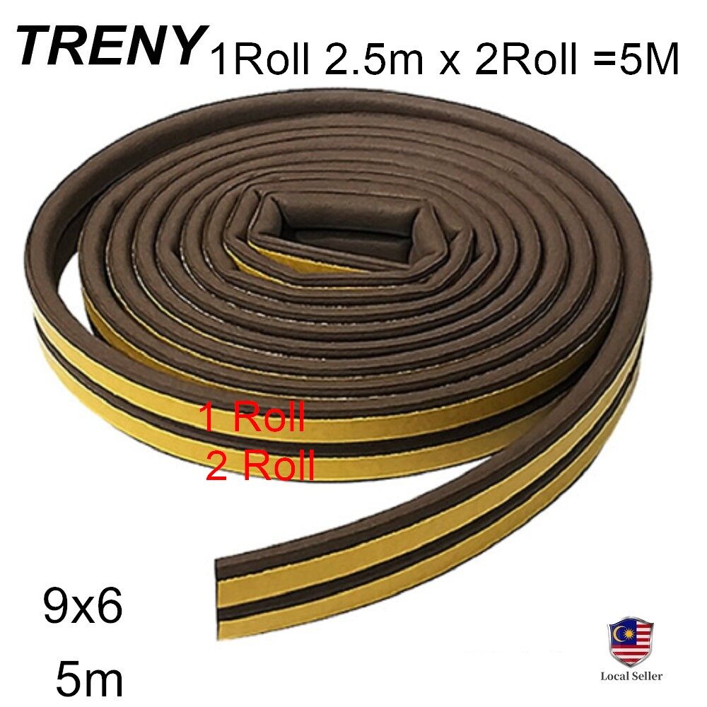 TRENY 5M/10M High Quality Self Adhesive D Type Doors Window Foam Seal Strip Soundproofing Anti ...
