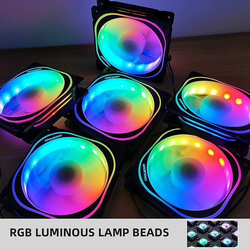 COOLMOON RGB Computer Case Fan, 12cm Multi-Layer Silent Light-Emitting ...