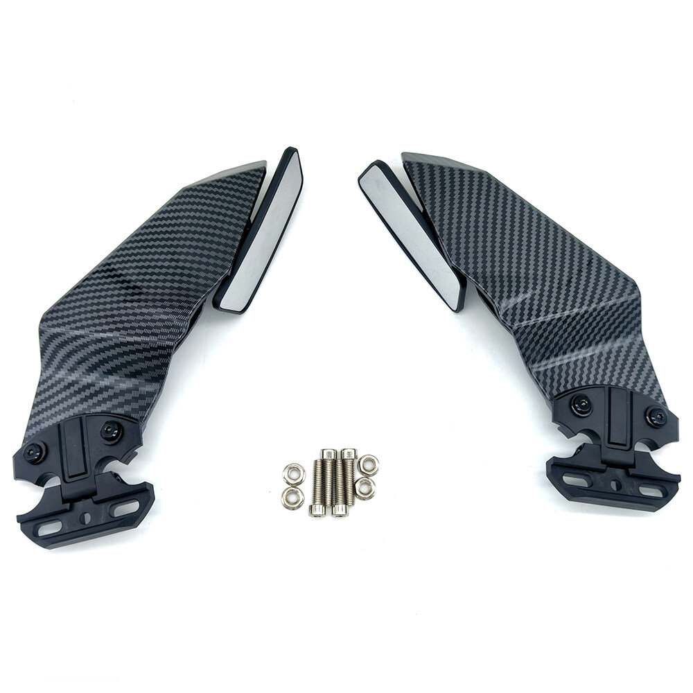 Motorcycle Side Winglet Kit Spoiler Fairing Rear View Mirror BLACK ...