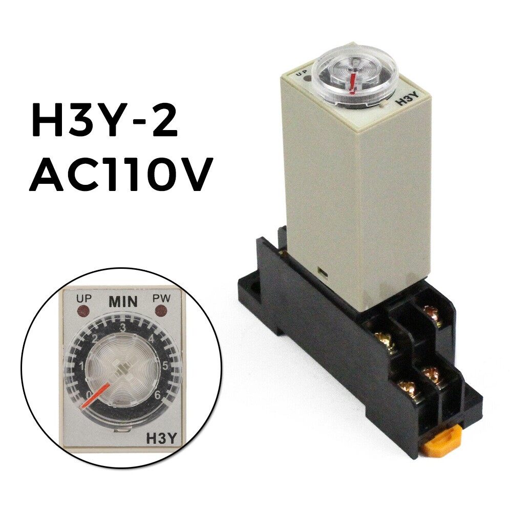 ซอคเก็ตถ่ายทอดกระแสไฟ Timer ฐาน110V 1S-1H 5A AC Automation Delay H3Y-2 ...
