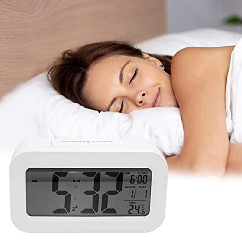Digital Alarm Clock Rechargeable Digital Clock with Smart Light Sensor ...