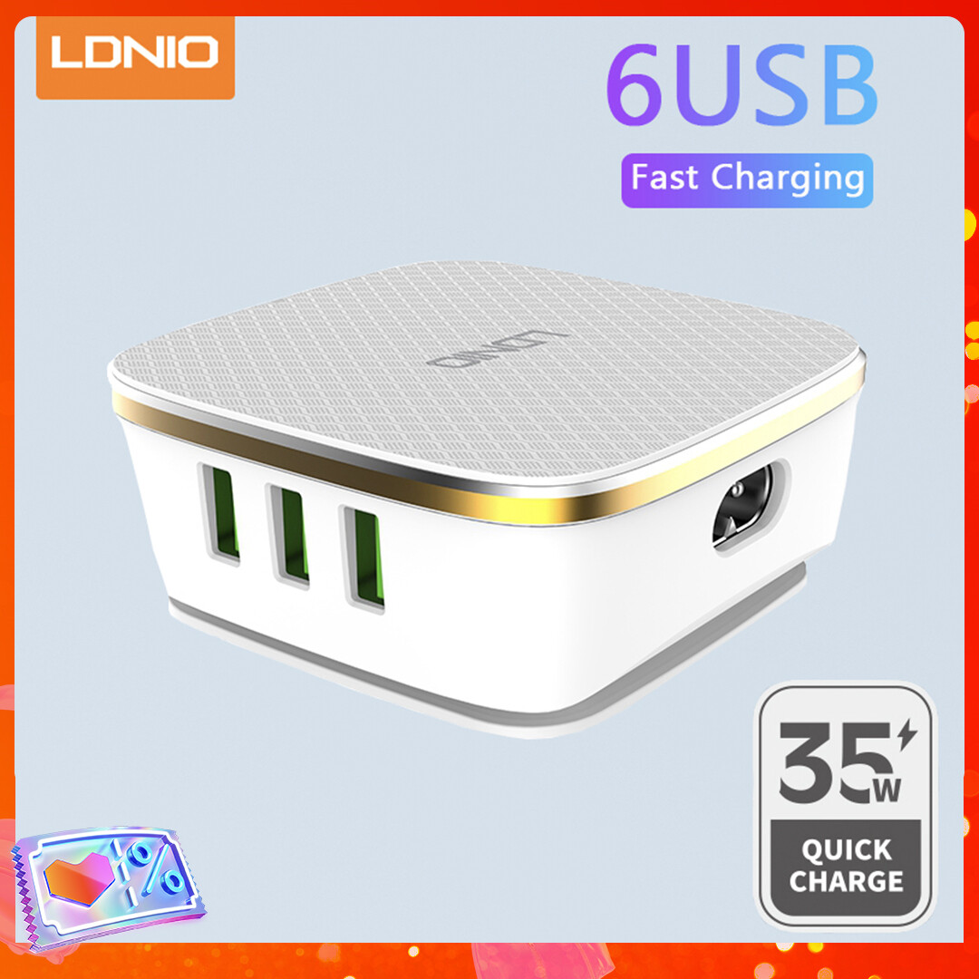 LDNIO 6พอร์ต USB QC3.0 Fast Charger Popular Home Multi-Function Smart ...
