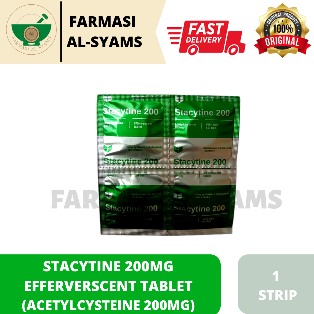 STACYTINE ACETYLCYSTEINE 200MG (NAC) EFFERVERSCENT TABLET UNTUK CAIR ...