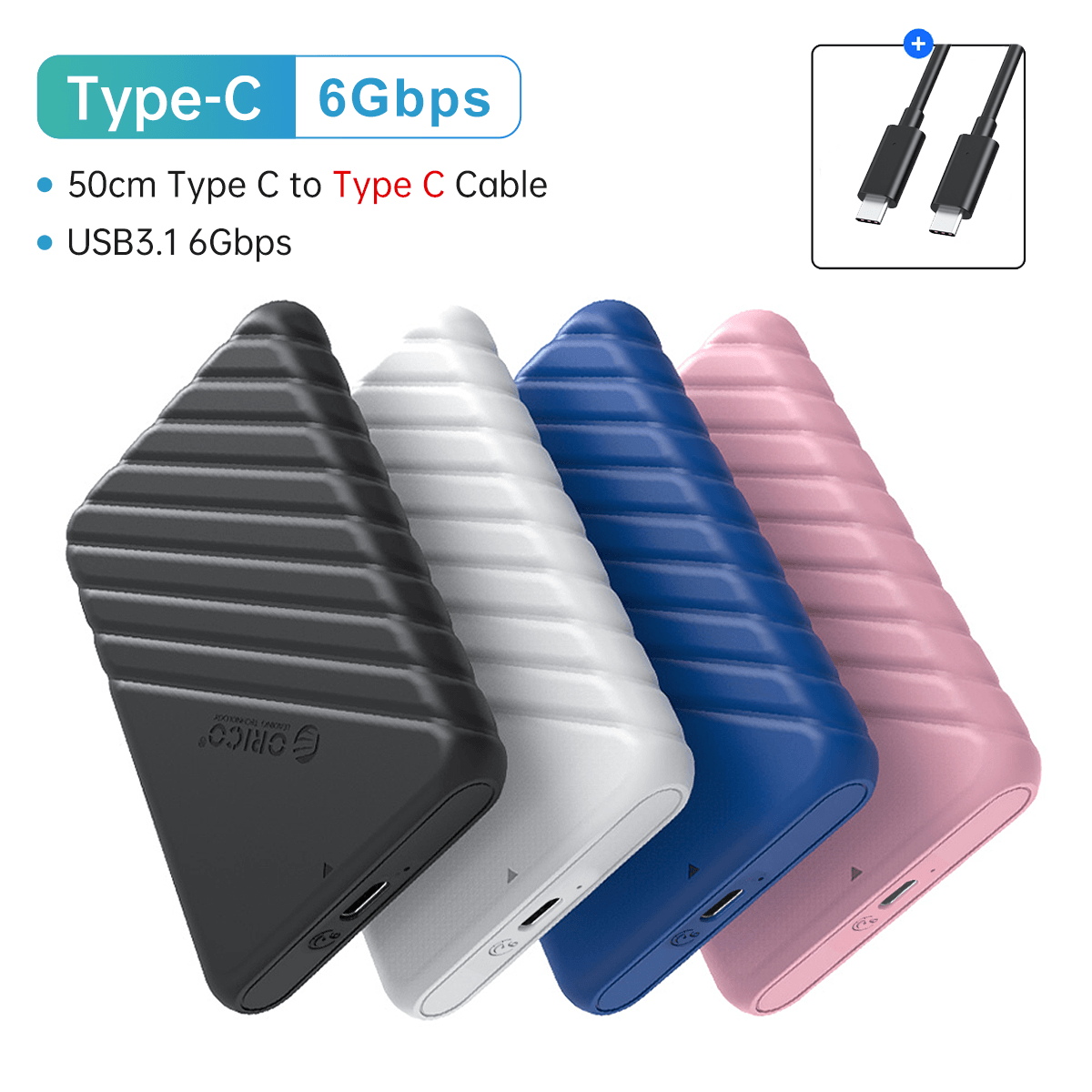 ORICO 2.5 Inches USB3.0 to SATA Hard Drive Enclosure Micro B Type C to ...