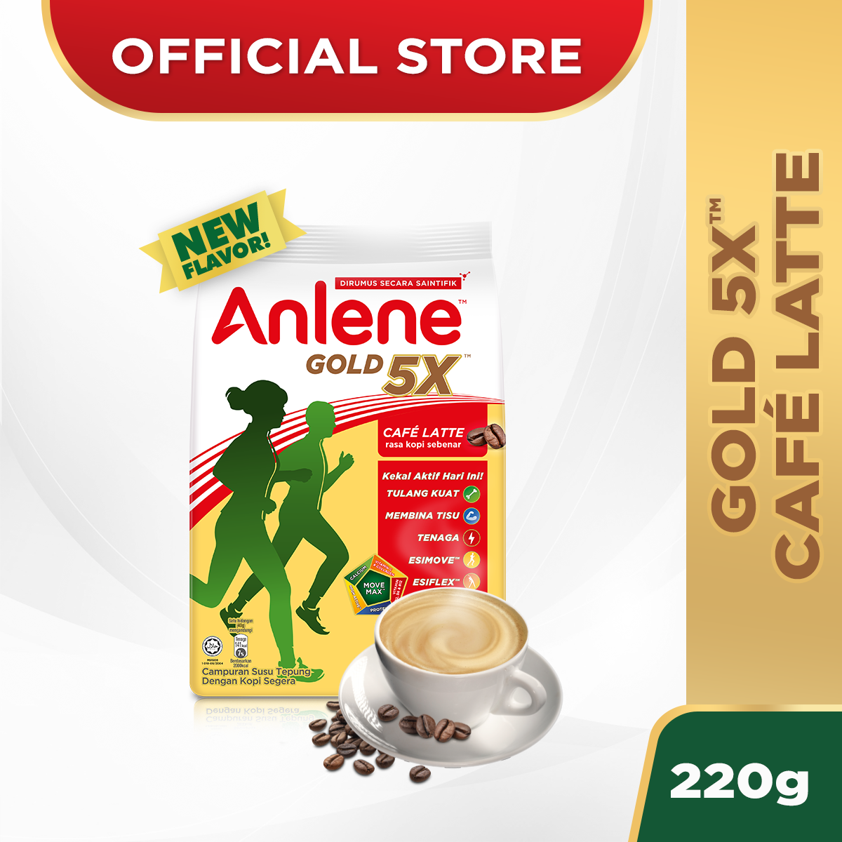 ANLENE Gold 5X High Calcium High Protein Café Latte Milk Powder Susu ...