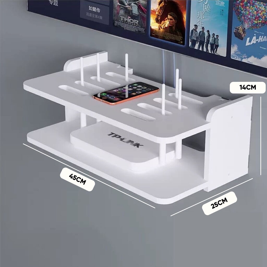 Wifi Router Wall Rack Shelf Modem Holder Space Saving Shelf TV Rack Box ...