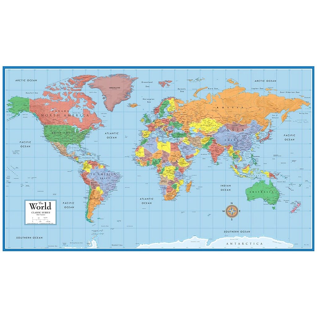 x World Classic Elite Wall Map Mural Poster Laminated | Lazada Singapore