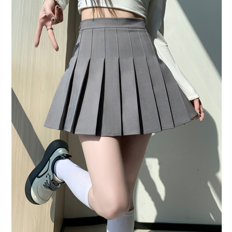 Korean Fashion Womens Mini Skirt High Waist Solid Color Skirt Slim 1635