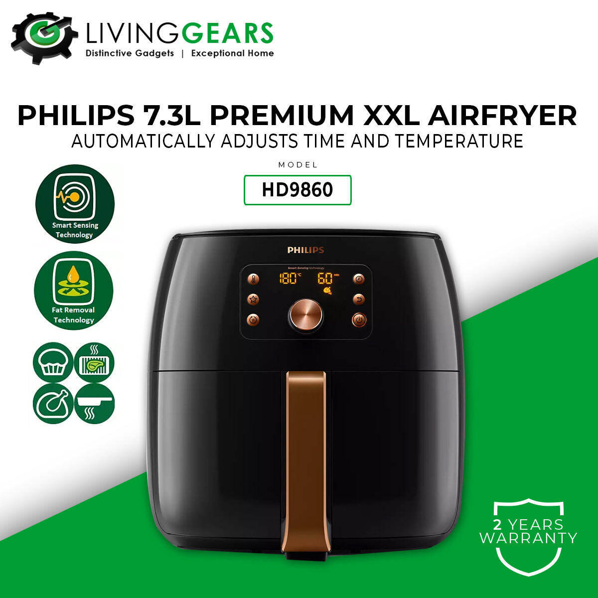 Philips Premium Air Fryer XXL HD9860 (HD9860/99) | Lazada
