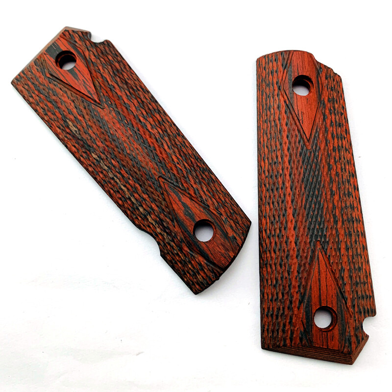 2Pieces 1911 Grips Natural red wood Handle Grips Patch Custom Grips CNC ...