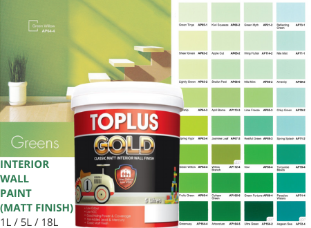 TOPLUS GOLD INTERIOR PAINT - GREEN SERIES | Lazada