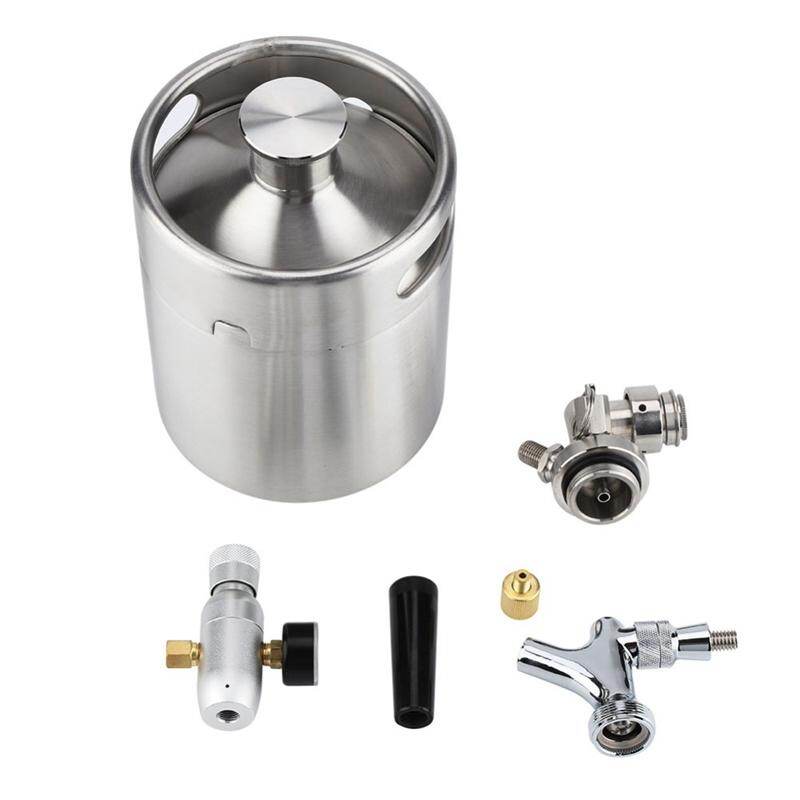 2L Mini Stainless Steel Beer Keg with Faucet Pressurized Wine Shaker ...