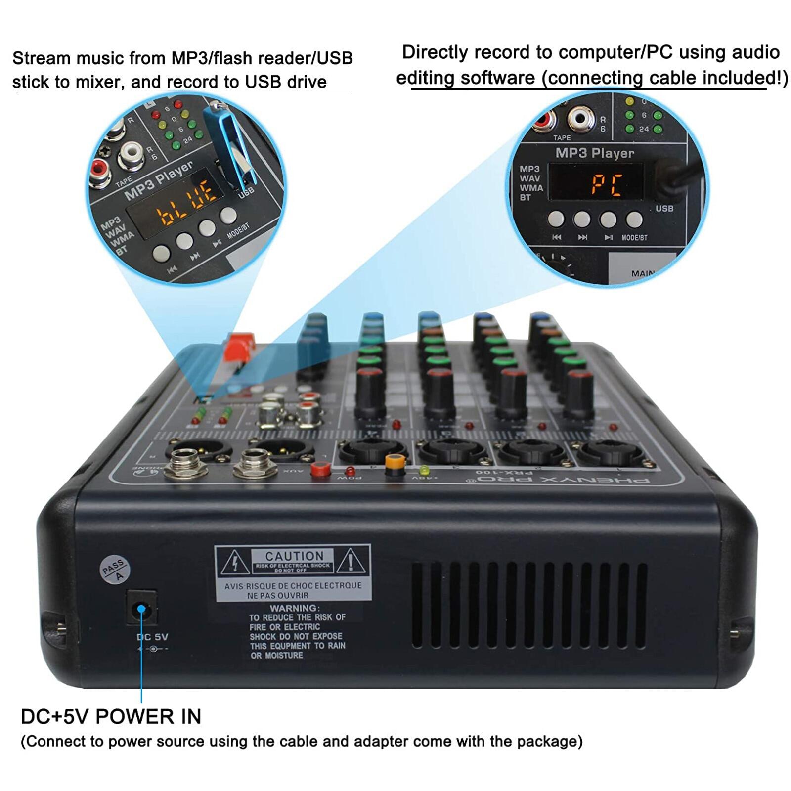 Phenyx Pro Audio Mixer Professional USB Recording Inter Compact 4 ...