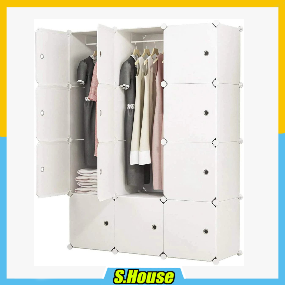 Simple DIY Wardrobe Plastic Modern Minimalist Bedroom Dorm Asrama Bilik ...