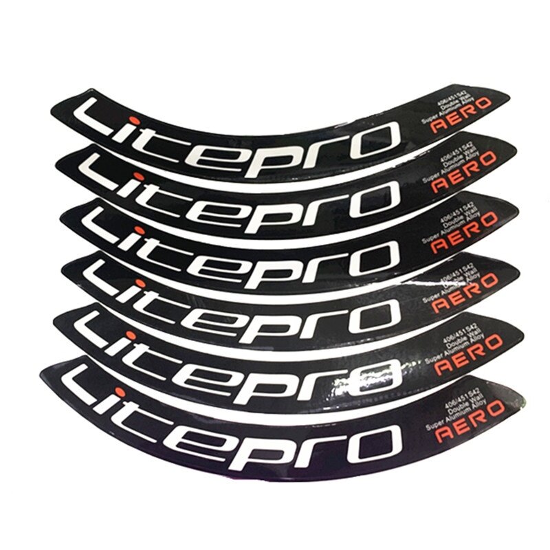 Litepro Folding Bike Wheels AERO S42 Universal Stickers 406/451 6pcs ...