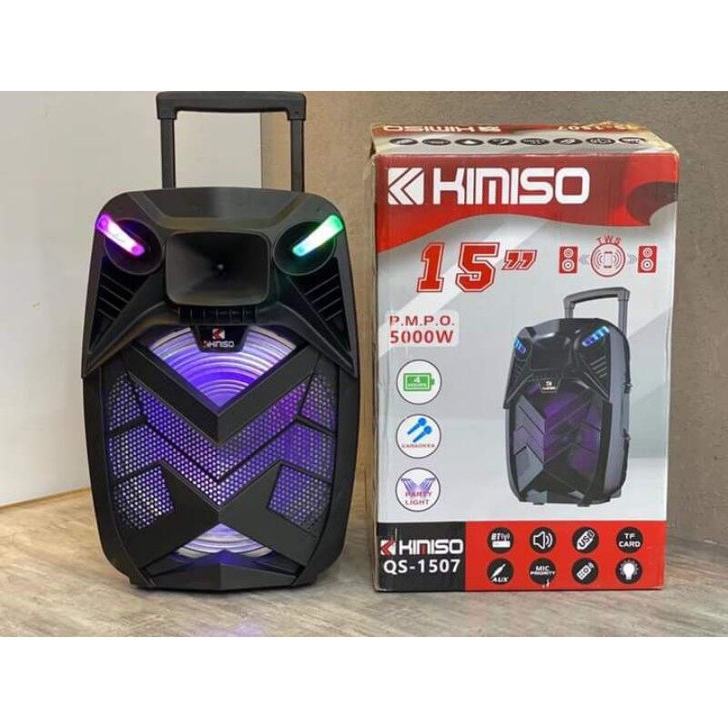 KIMISO QS-1507 Portable Pulling Speaker (Bass 15 ", 1 Wireless Mic ...
