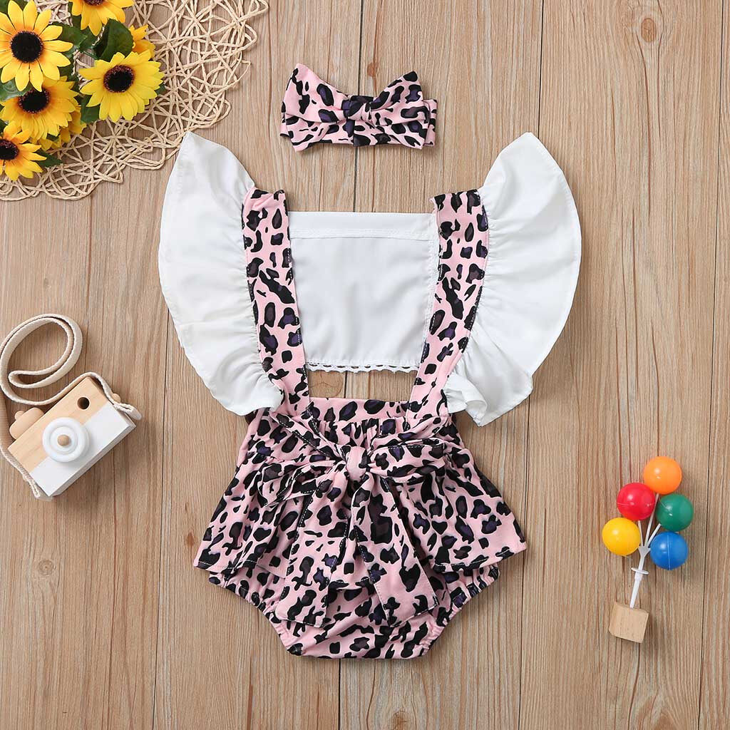 Dfgdfgd (พร้อมสต็อก) เด็กทารกแรกเกิดเด็กสาว Ruched เสือดาวพิมพ์ R Omper ...