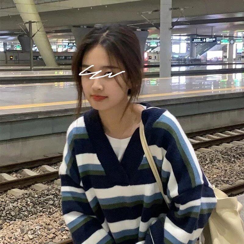 Oooo เสื้อถักสตรีสไตล์เกาหลีขนาดเล็กสบายๆหวานเสื้อถักแขนยาวคลุมด้วยผ้า ...