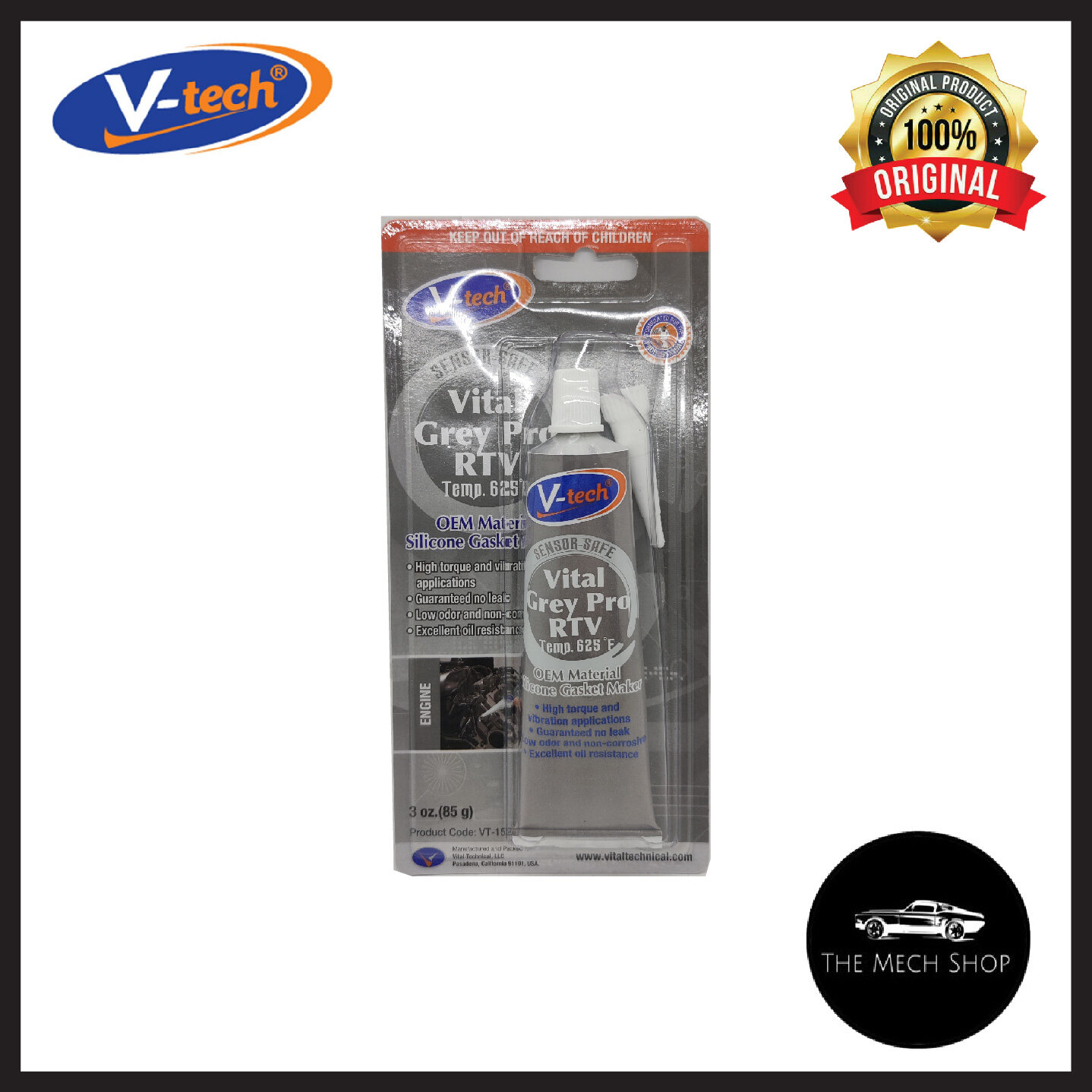 V-Tech Vital Vtech Grey RTV Silicone Gasket Maker Sealant Gum 625F 85g 3oz VT-152 | Lazada