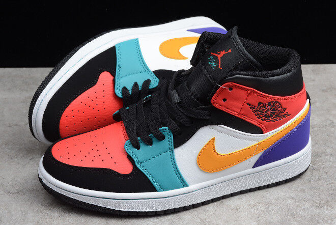 2020 nike Air jordan Aj 1 Mid Multi Color White Red Multi Colore 554724 ...