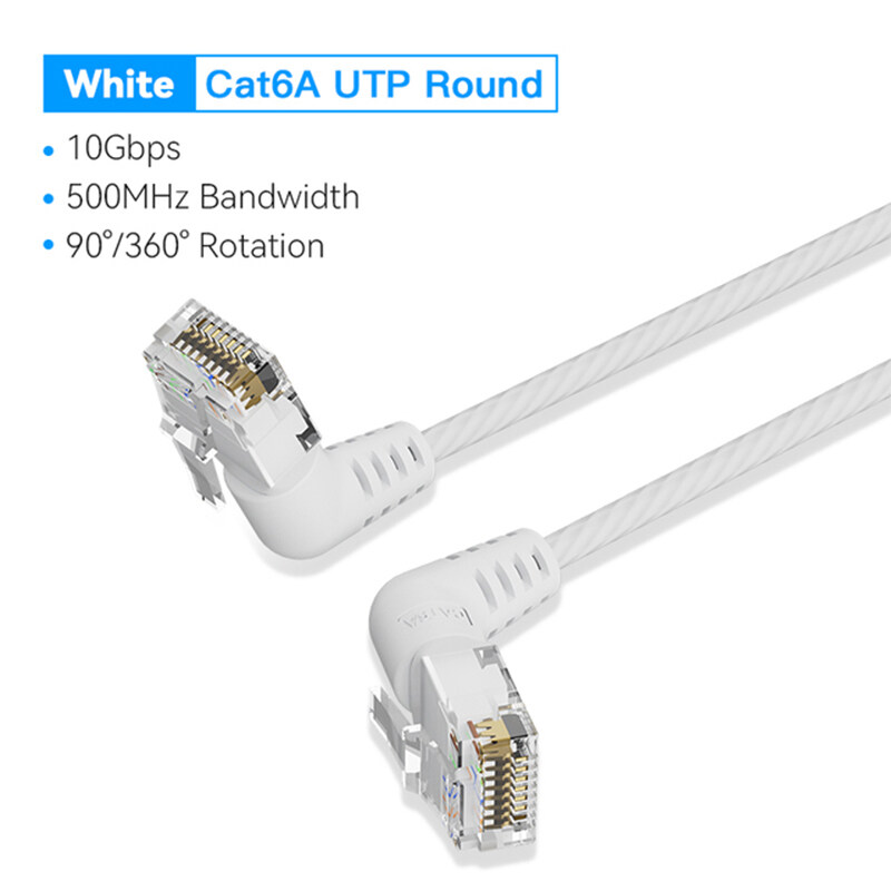 Vention CAT6A Ethernet Cable 10Gbps 90/360 Rotatable Double Elbow CAT ...