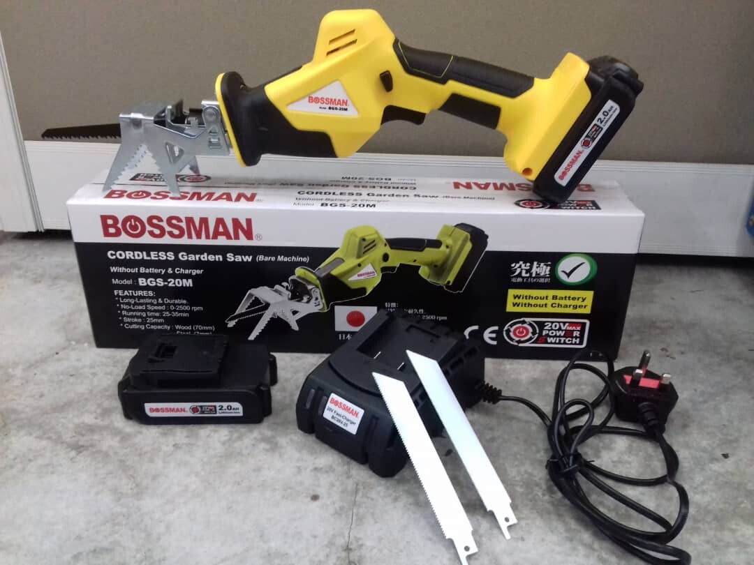 BOSSMAN BGS20M 20V Cordless Garden Saw C/W 20V Battery x 2unit and Fast ...