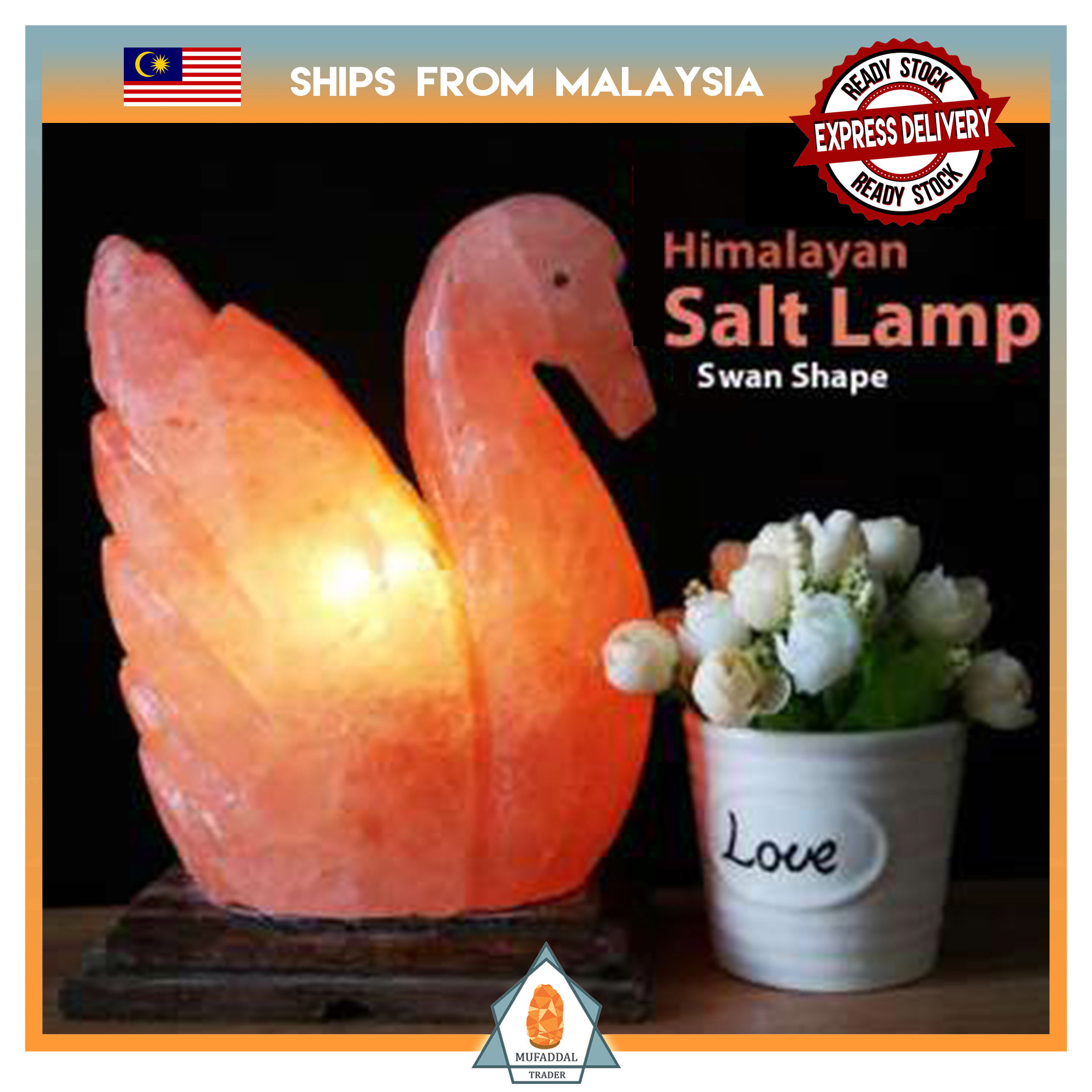 Swan Shape Himalayan Rock Salt Lamp (with Dimmer Switch option) Lampu ...