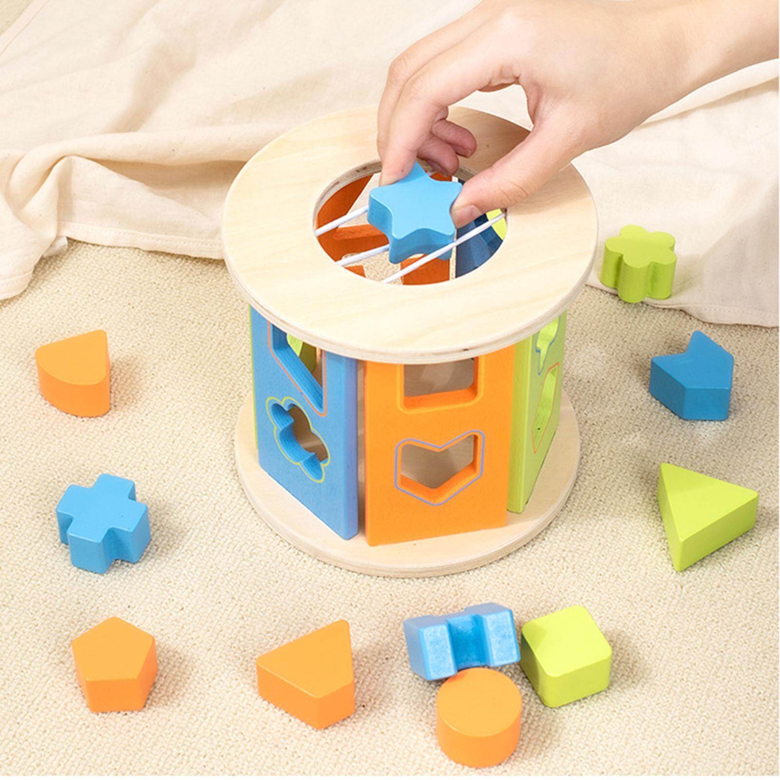 MagiDeal Wooden Shape Sorter Toy Learning Activity Building Blocks for ...
