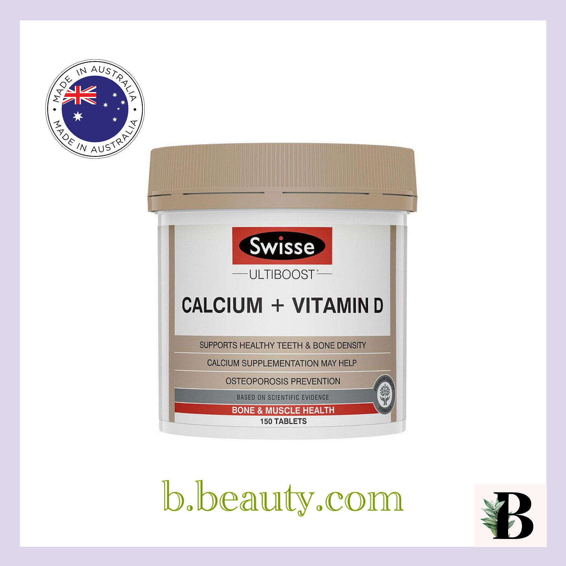 Swisse Ultiboost Calcium + Vitamin D 150 Tablets For Bone Teeth Health ...