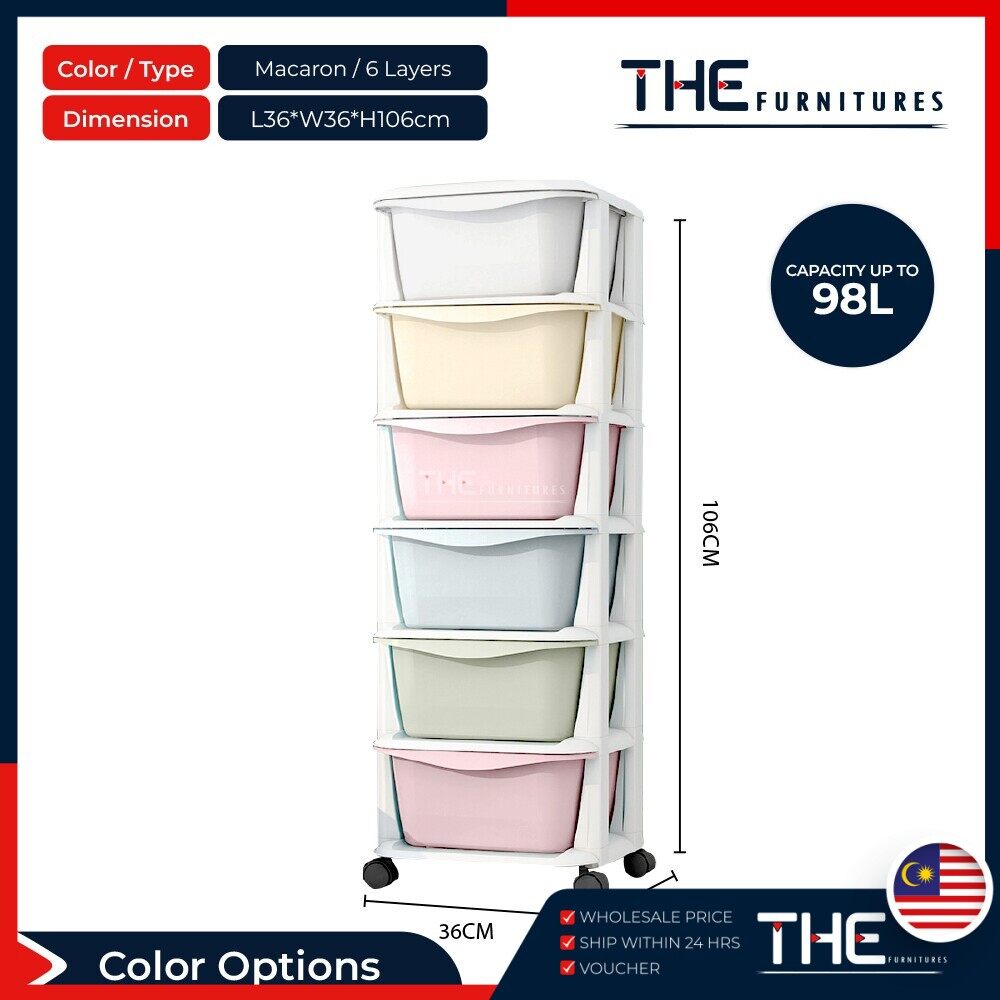 THE 3/4/5/6 Layers Plastic Drawer Storage Cabinet With Wheels Drawer ...