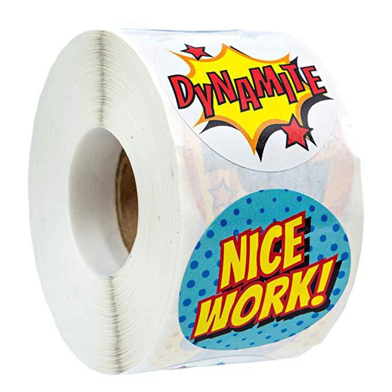 500 Stickers Per Roll Nice Work&Great Job Stickers Designs Cute ...