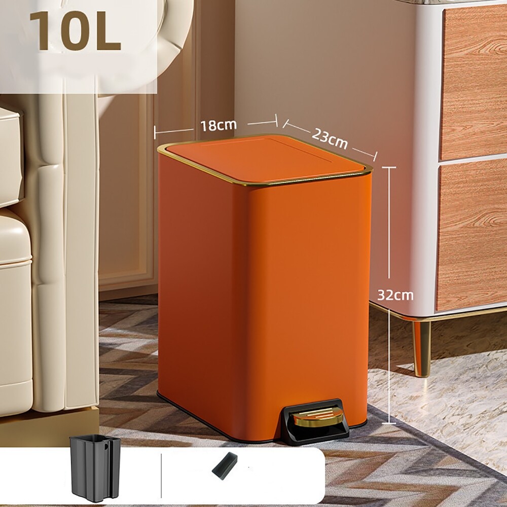 10L Stainless Steel Trash Can with Foot Pedal Removable Liner Bucket ...