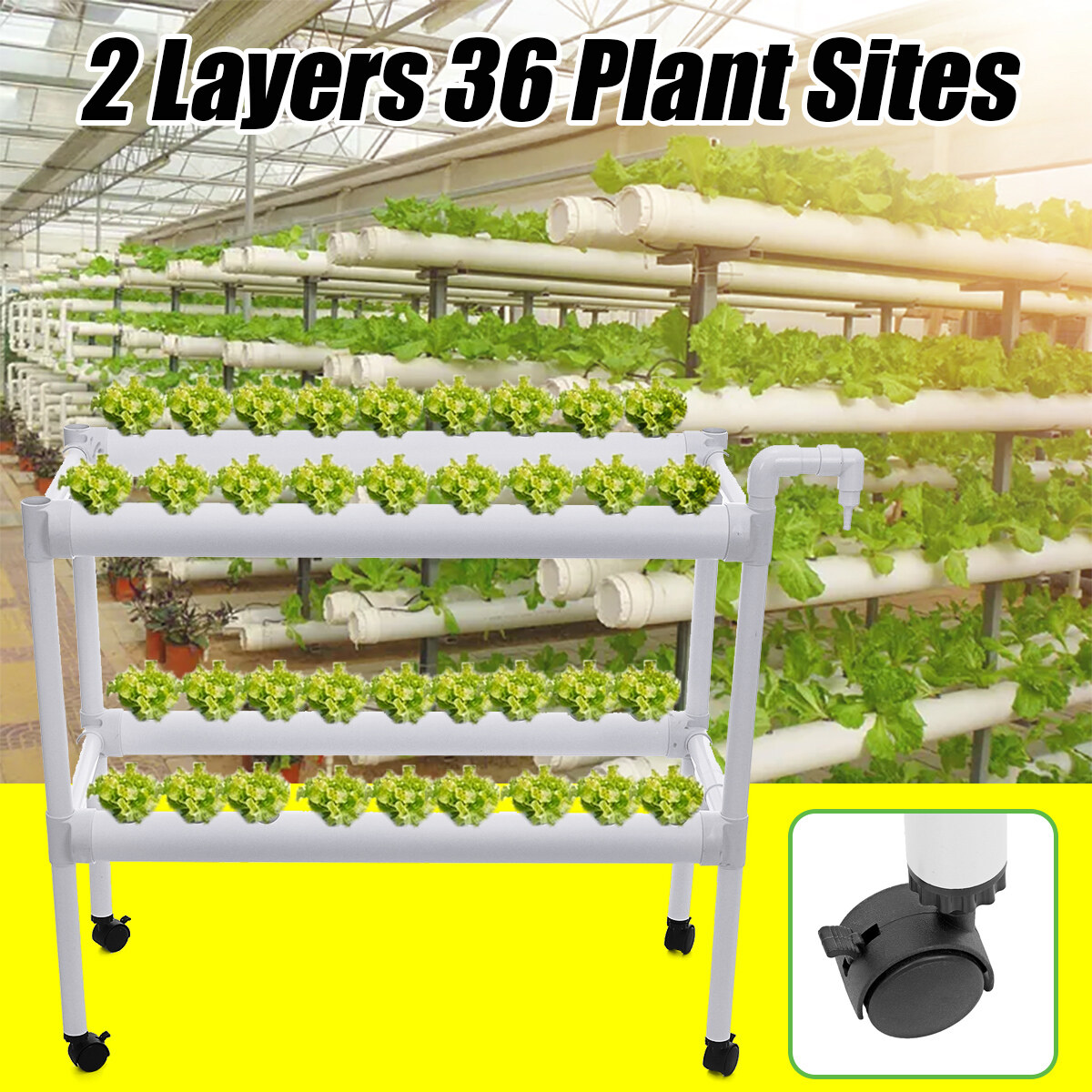 36 Holes 4 PVC Pipes Hydroponic Grow Kit Deep Water Culture Planting ...